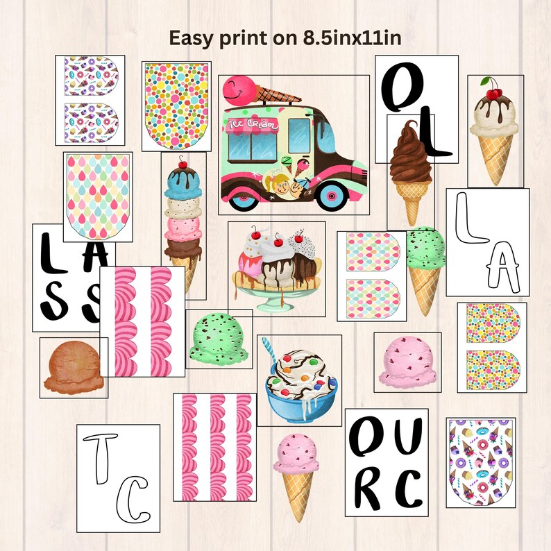 Ice Cream Truck Summer Bulletin Board Kit: Editable Classroom Decor ...