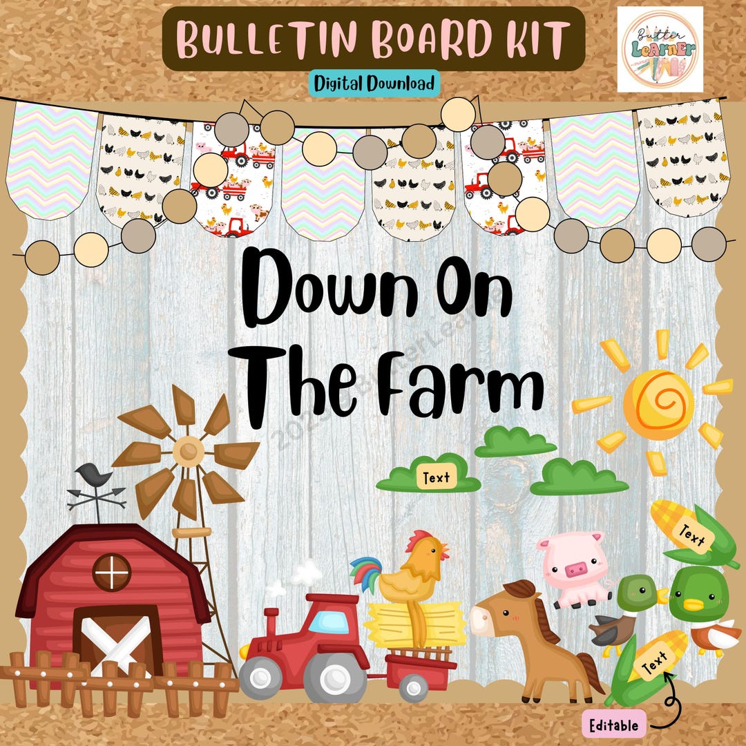 Down on the Farm Spring Bulletin Board Kit Printable Classroom Decor ...