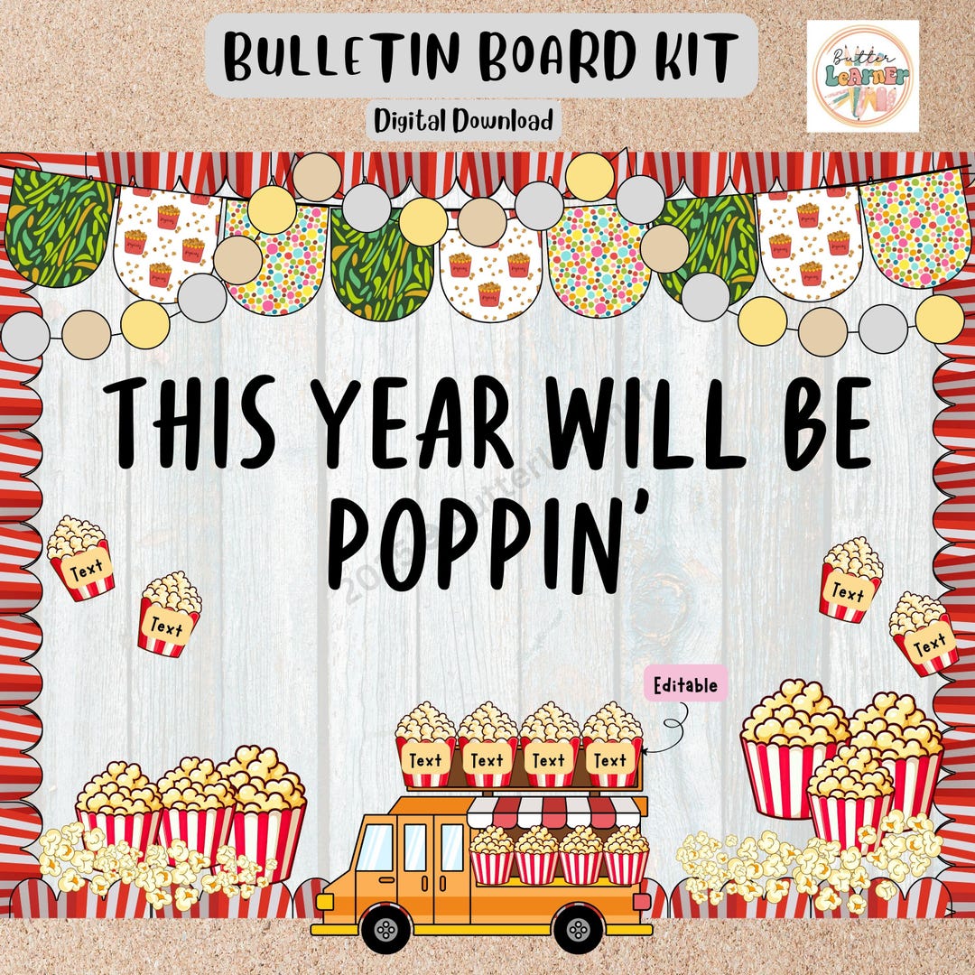 Popcorn Classroom Bulletin Board Kit | Editable Decor (digital Download ...