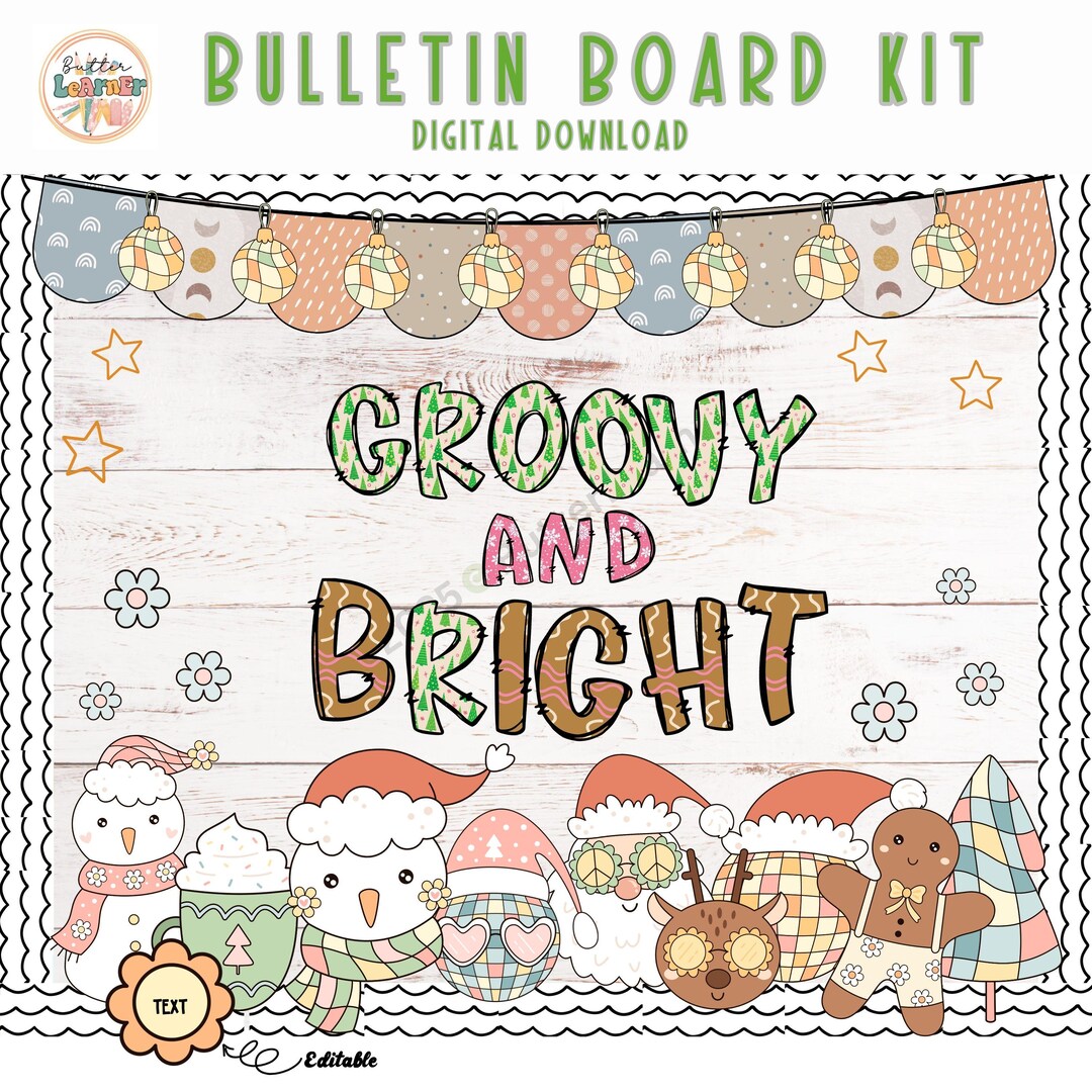 Retro Christmas Bulletin Board Kit: Groovy Classroom Decor (digital ...
