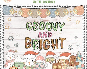 Retro Christmas Bulletin Board Kit: Groovy Classroom Decor (digital ...