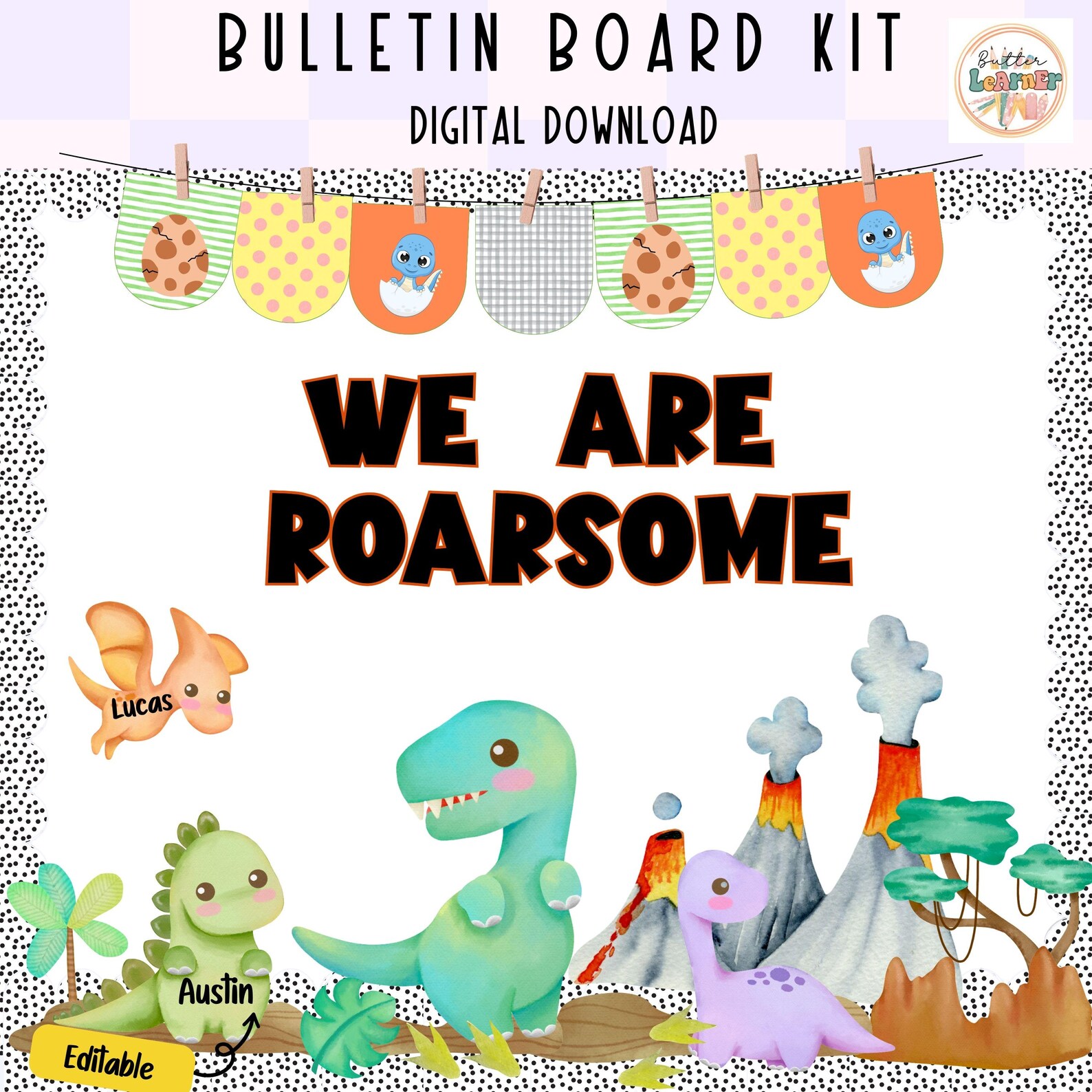 Dinosaur Bulletin Board Kit, Dinomite Jurassic Prehistoric Theme ...