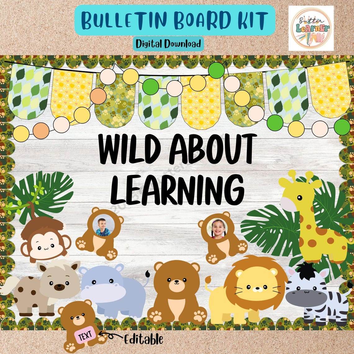 Jungle Animals Bulletin Board Kit: Editable Classroom Decor (PDF & PPT ...