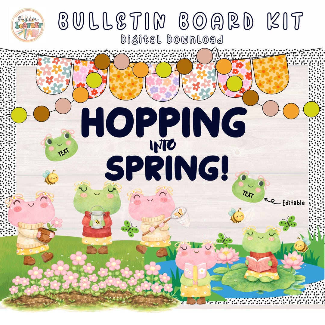 Spring Frog Bulletin Board Kit | Hopping Into Spring Classroom Door ...