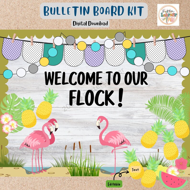 Flamingo Bulletin Board Kit, Back to School Flock Door Decor, Classroom ...