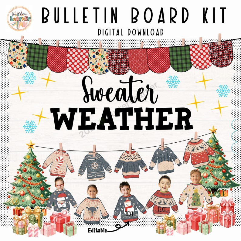 Winter Bulletin Board Kit Sweater Weather Holiday Classroom Decorations ...