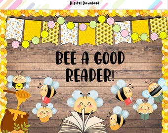 Bee Reading Bulletin Board Spring Summer Library Boards Door Decor - Etsy