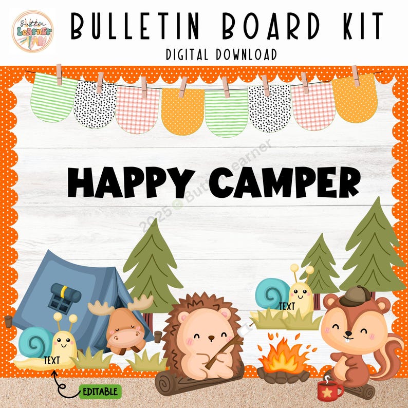 Happy Campers Bulletin Board | Back to School Bulletin Board Kit ...