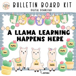 Back to School Llama Bulletin Board Kit | Classroom Door Decor ...