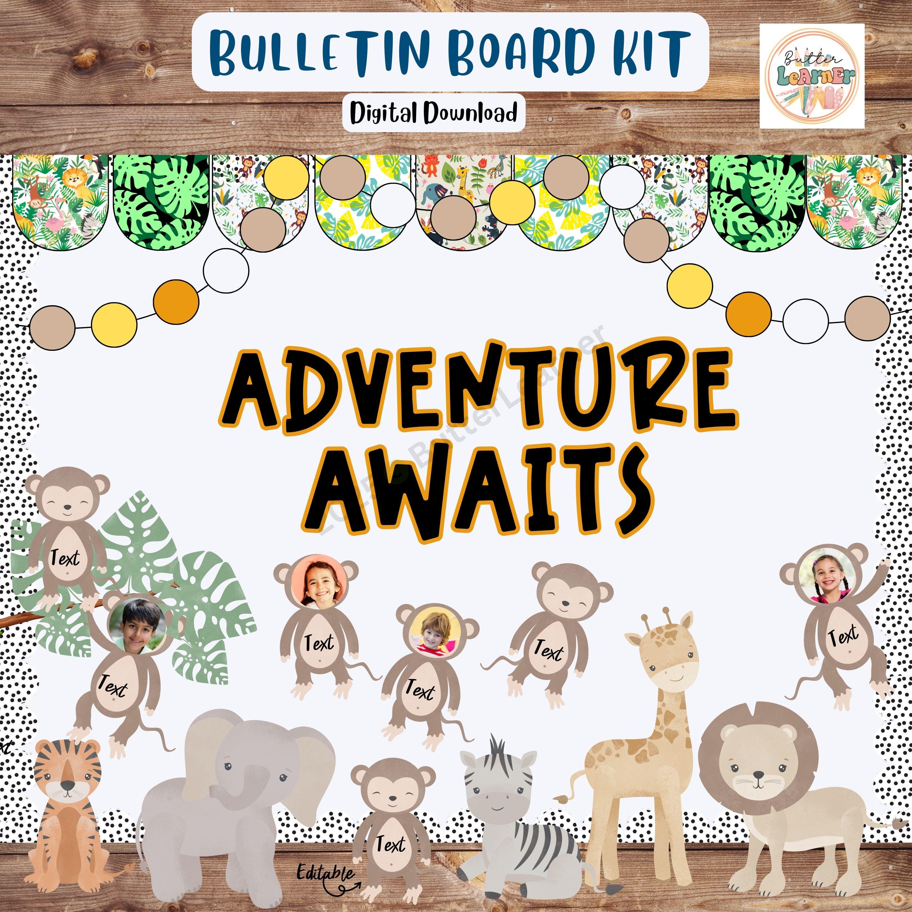 Jungle Animal Bulletin Board Kit: Editable Classroom Decor (digital ...