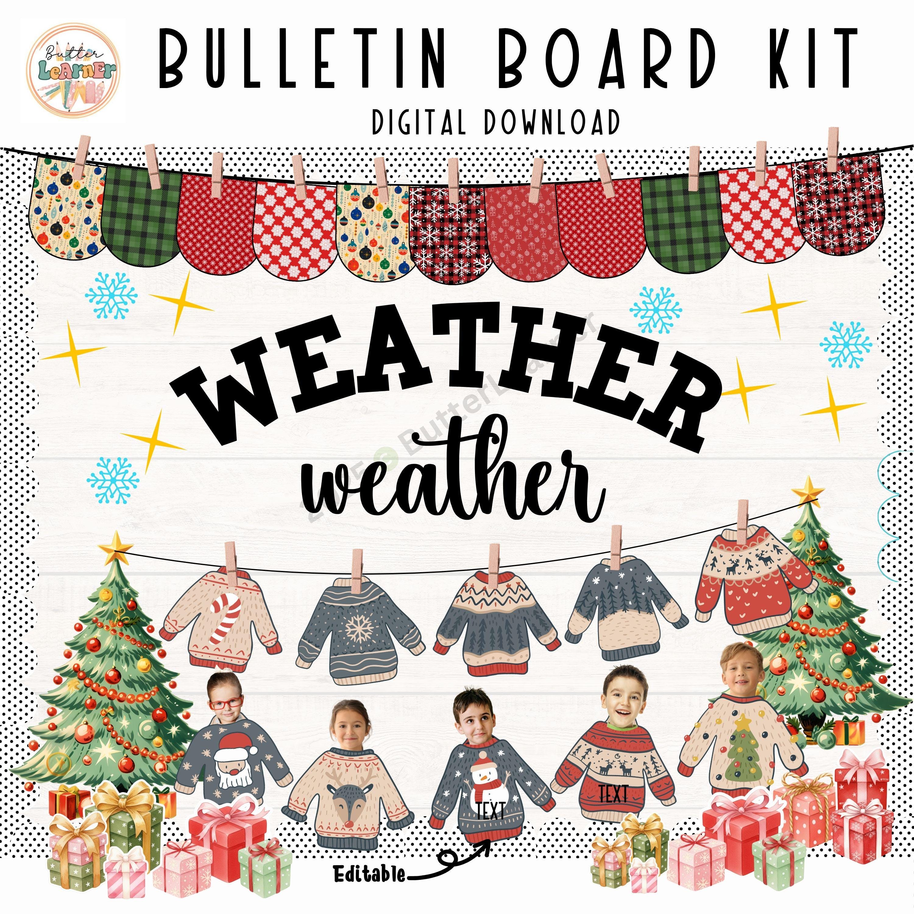Winter Bulletin Board Kit Sweater Weather Holiday Classroom Decorations ...