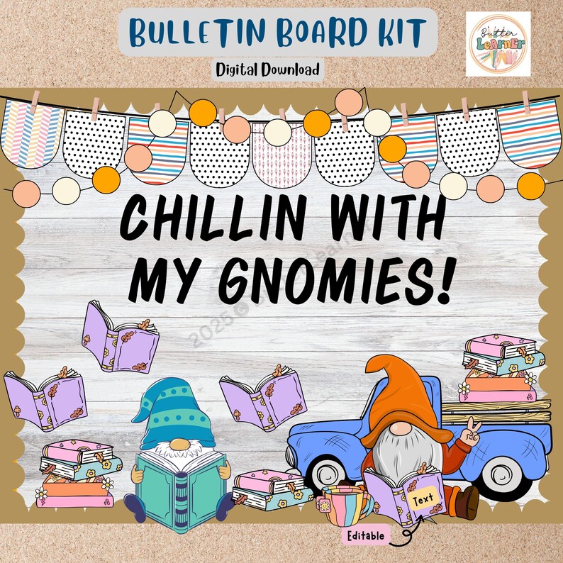 Library Bulletin Board Kit Spring Reading Book Gnomies, Door Decor ...