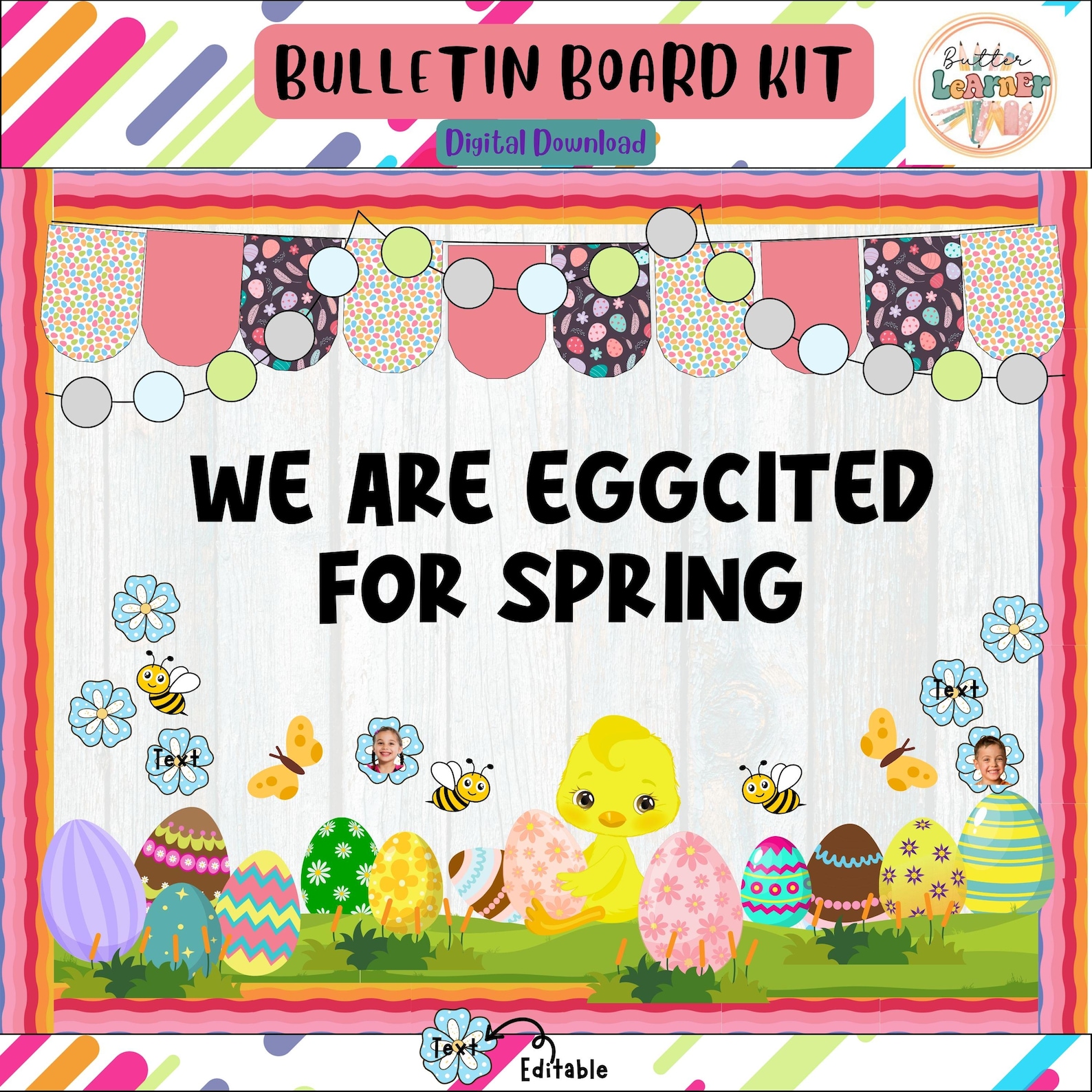 We Are Eggcited Easter Bulletin Board Kit Spring Classroom Door Decor ...