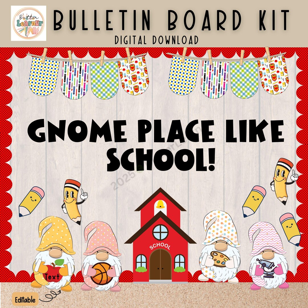 Back to School Bulletin Board Kit Gnome Classroom Decoration Welcome ...