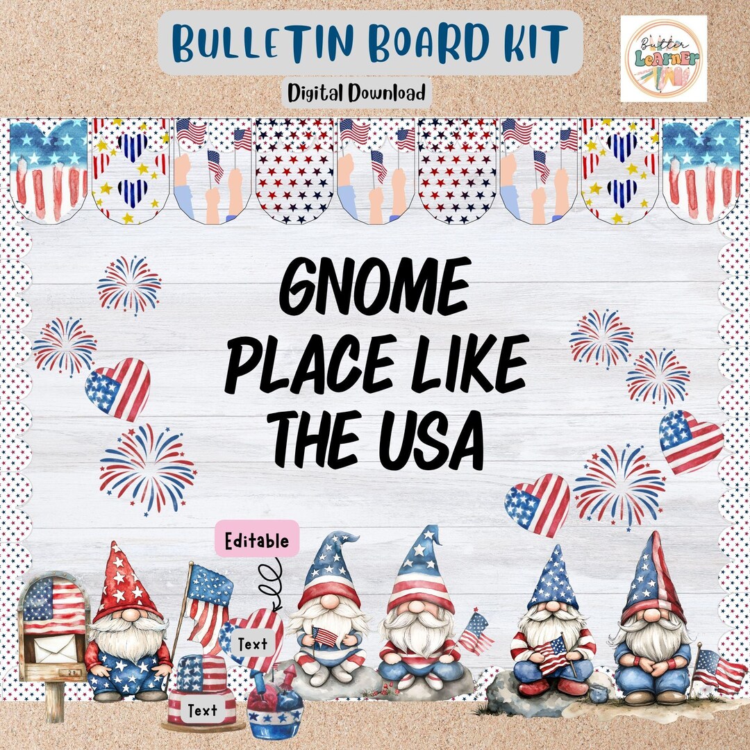 July 4th Gnomes Independence Day Bulletin Board, USA Bulletin Board ...