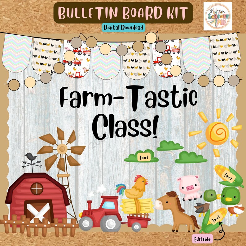 Down on the Farm Spring Bulletin Board Kit Printable Classroom Decor ...