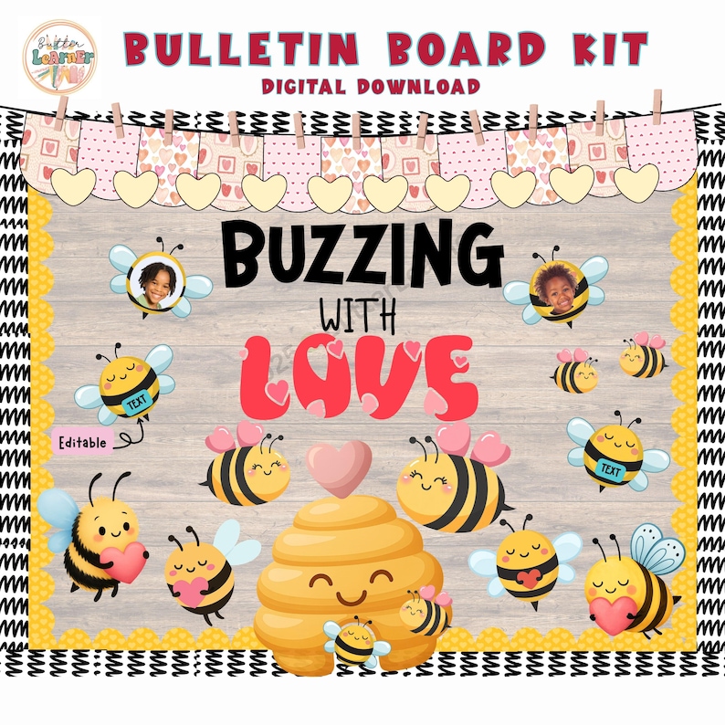 Valentines Day Bulletin Board Kit Bee Mine Classroom Door Decor ...