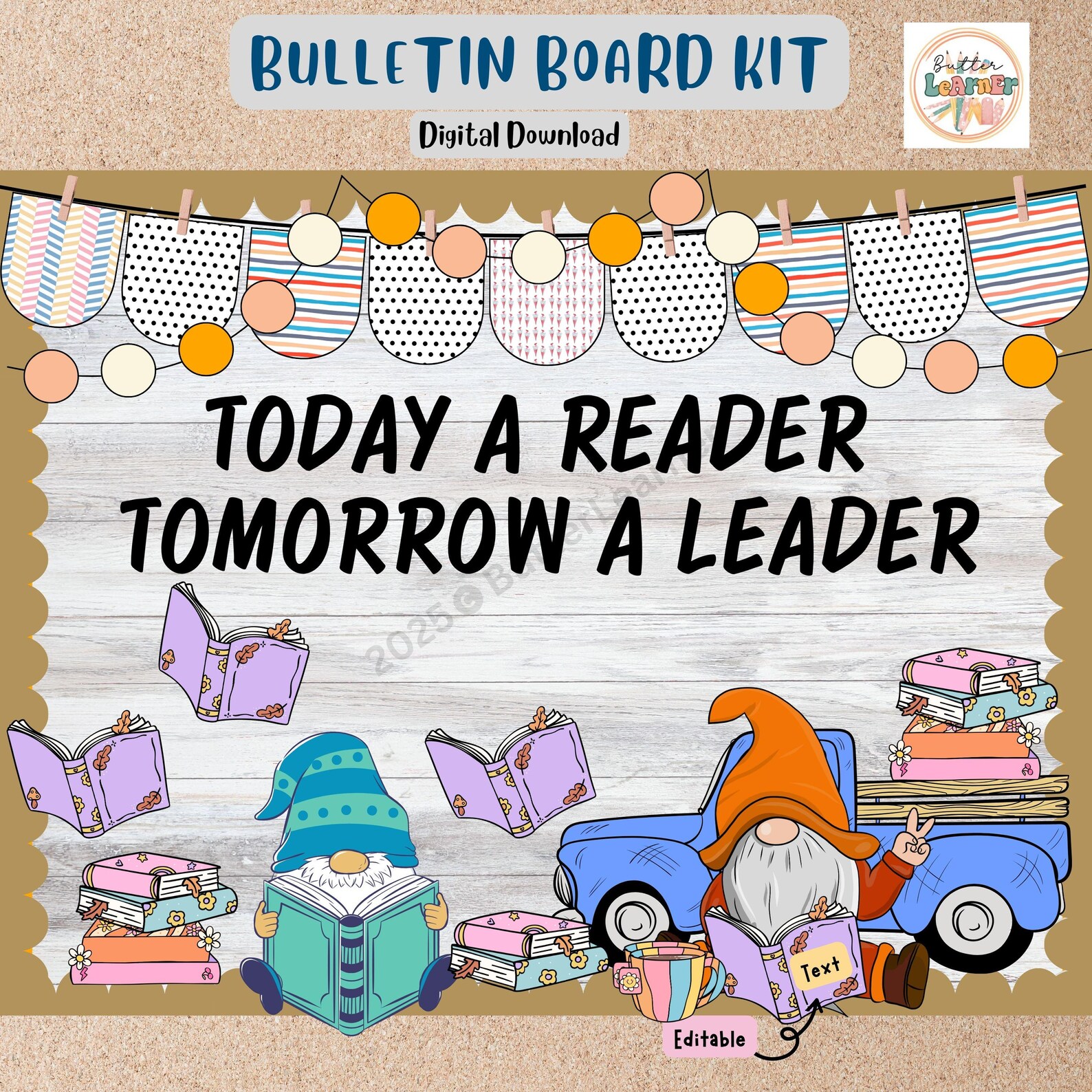 Library Bulletin Board Kit Spring Reading Book Gnomies, Door Decor ...