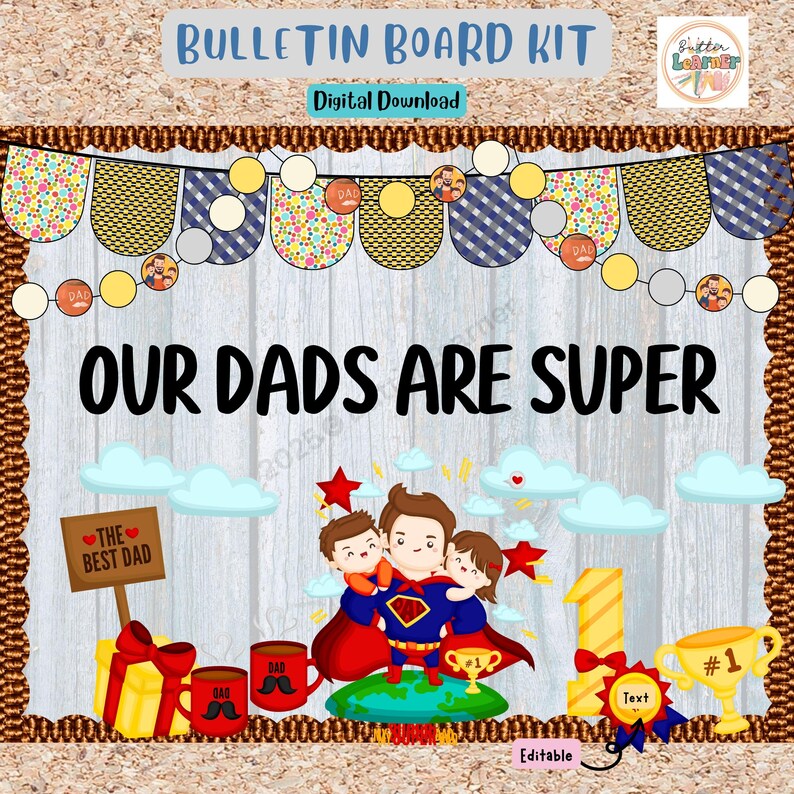 Father's Day Bulletin Board Kit, Classroom Door Decor,super Dad ...