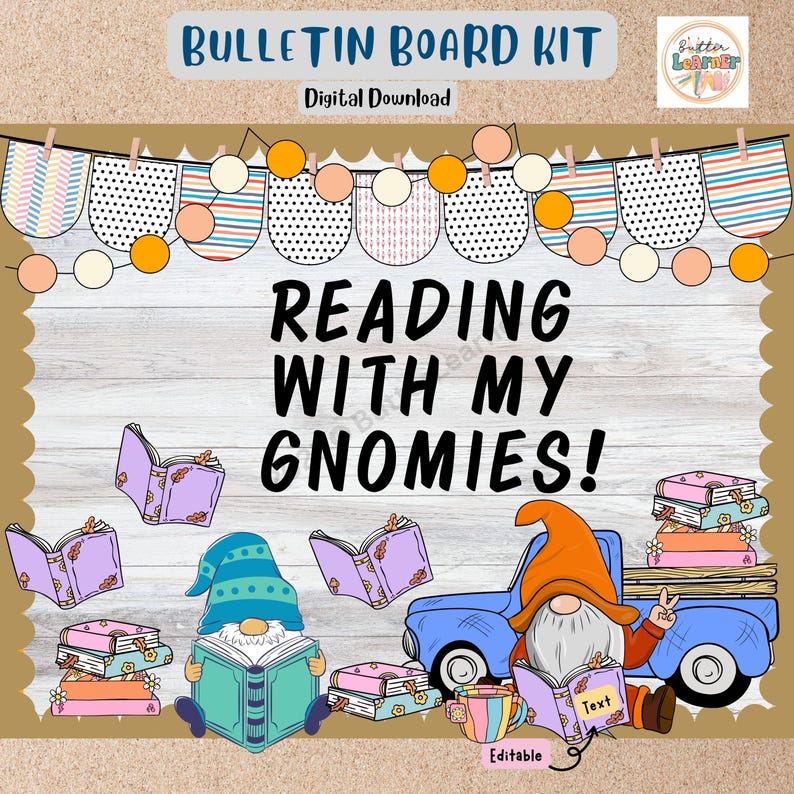 Library Bulletin Board Kit Spring Reading Book Gnomies, Door Decor ...