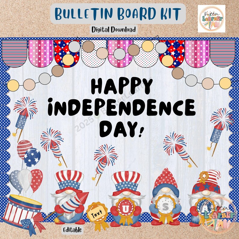 July 4th Gnomes Independence Day Bulletin Board, Door Decor, Patriots ...