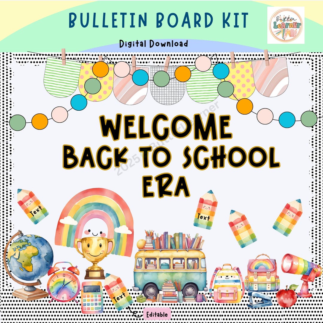 Back to School Bulletin Board Kit, Classroom Door Decor, Editable ...