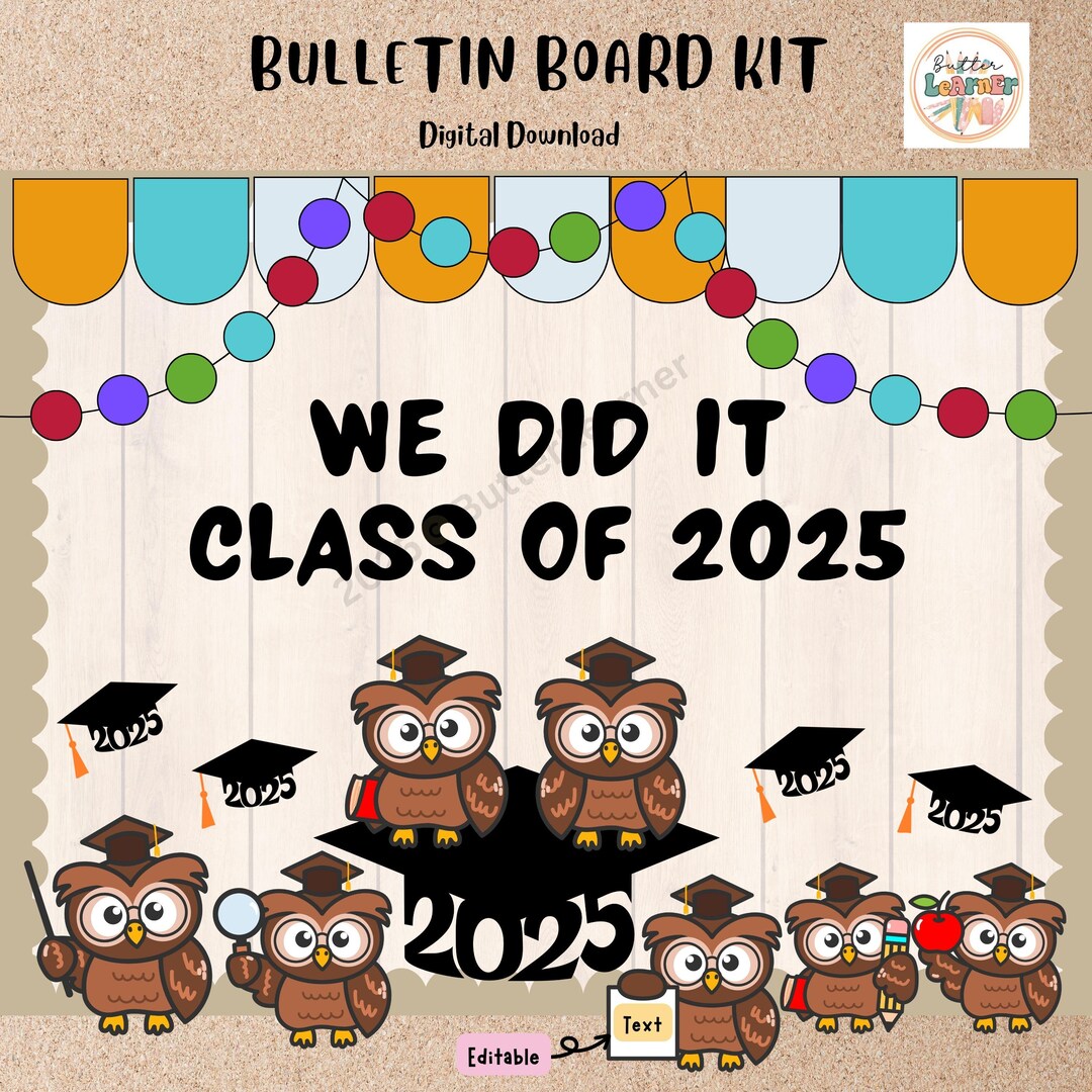 Graduation Bulletin Board Kit 2025: Editable Classroom Decor (digital ...