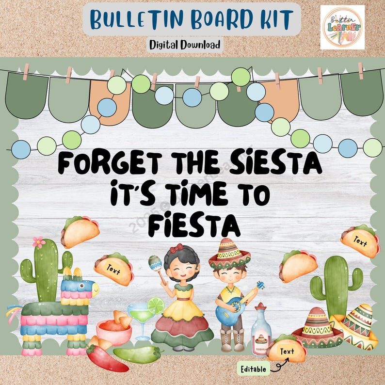 Fiesta Cinco De Mayo Bulletin Board Kit Spring Mexican Party Door Decor ...