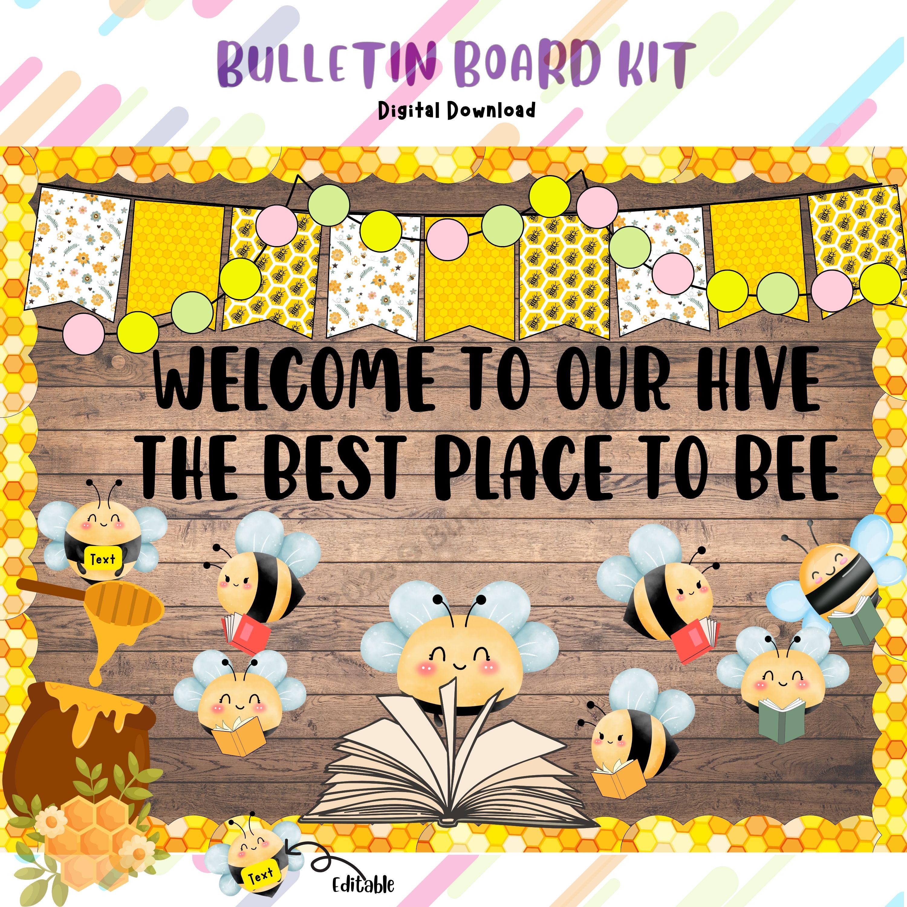 Bee Reading Bulletin Board Kit Spring Summer Library Boards Door Decor ...