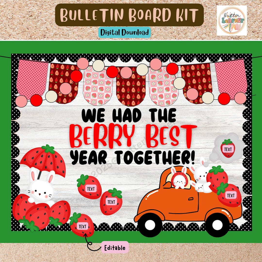 Strawberry Summer Bulletin Board Kit – Editable (digital Download) - Etsy