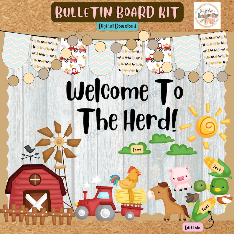 Down on the Farm Spring Bulletin Board Kit Printable Classroom Decor ...