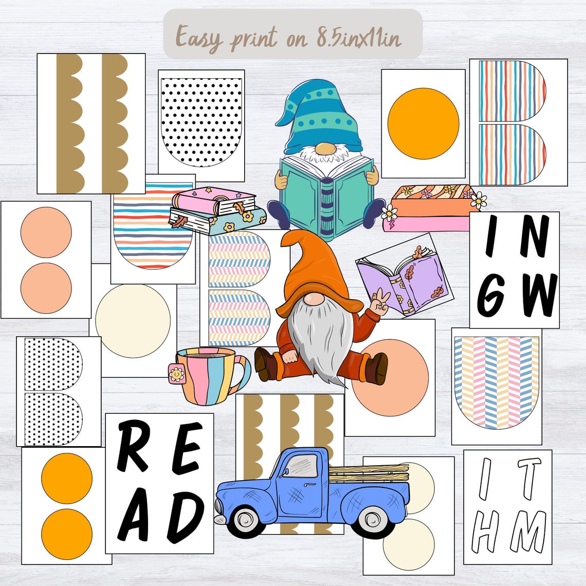 Library Bulletin Board Kit Spring Reading Book Gnomies, Door Decor ...