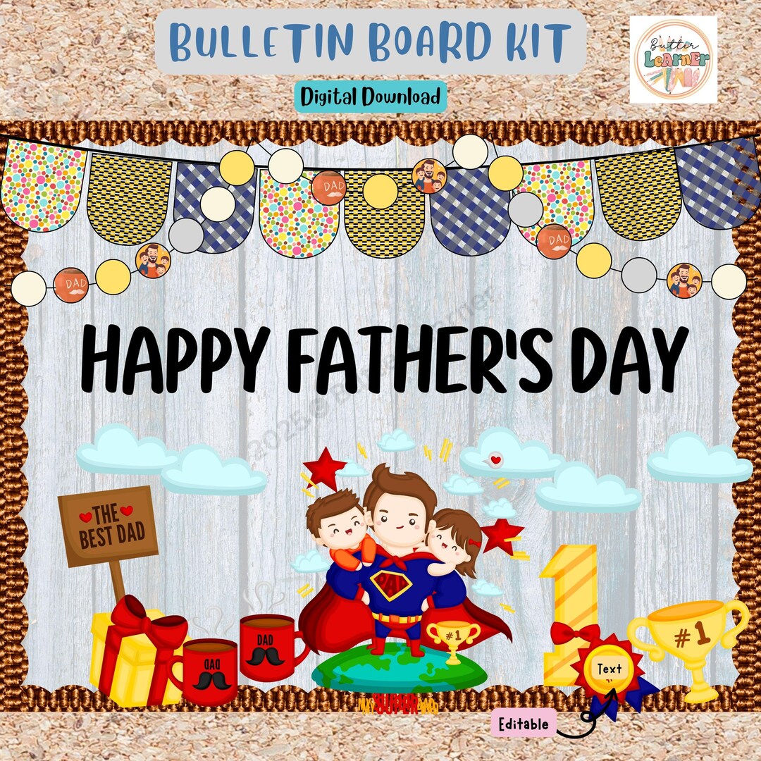 Father's Day Bulletin Board Kit, Classroom Door Decor,super Dad ...
