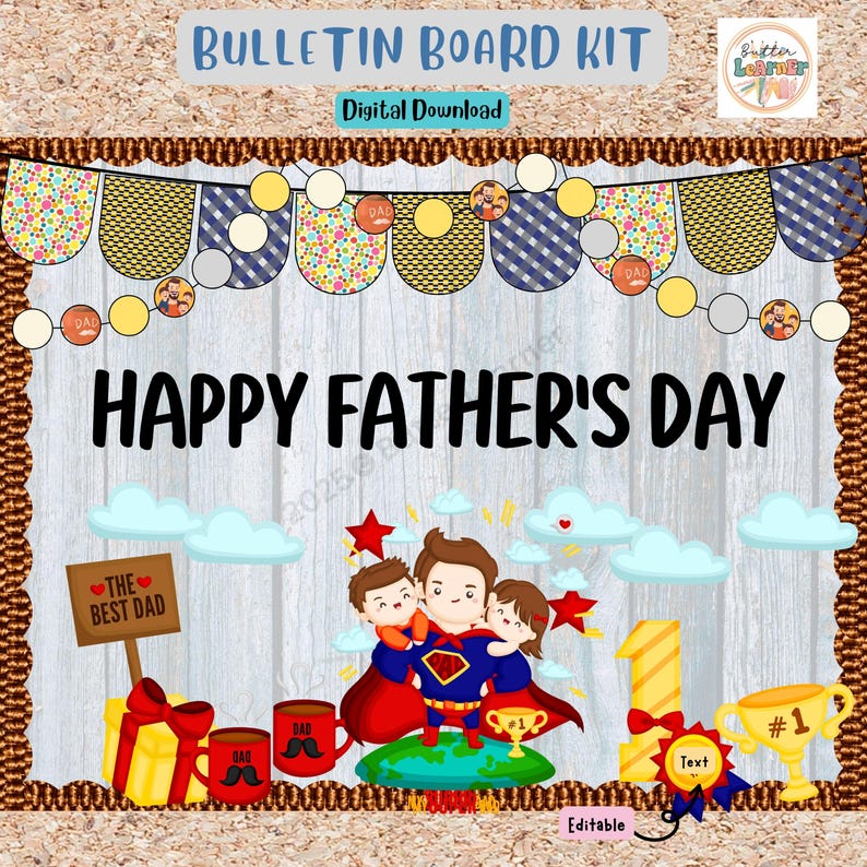 Father's Day Bulletin Board Kit, Classroom Door Decor,super Dad ...