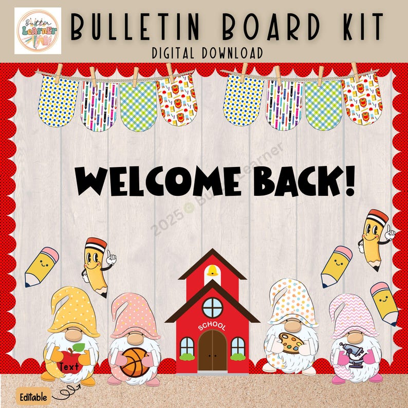 Back to School Bulletin Board Kit Gnome Classroom Decoration Welcome ...