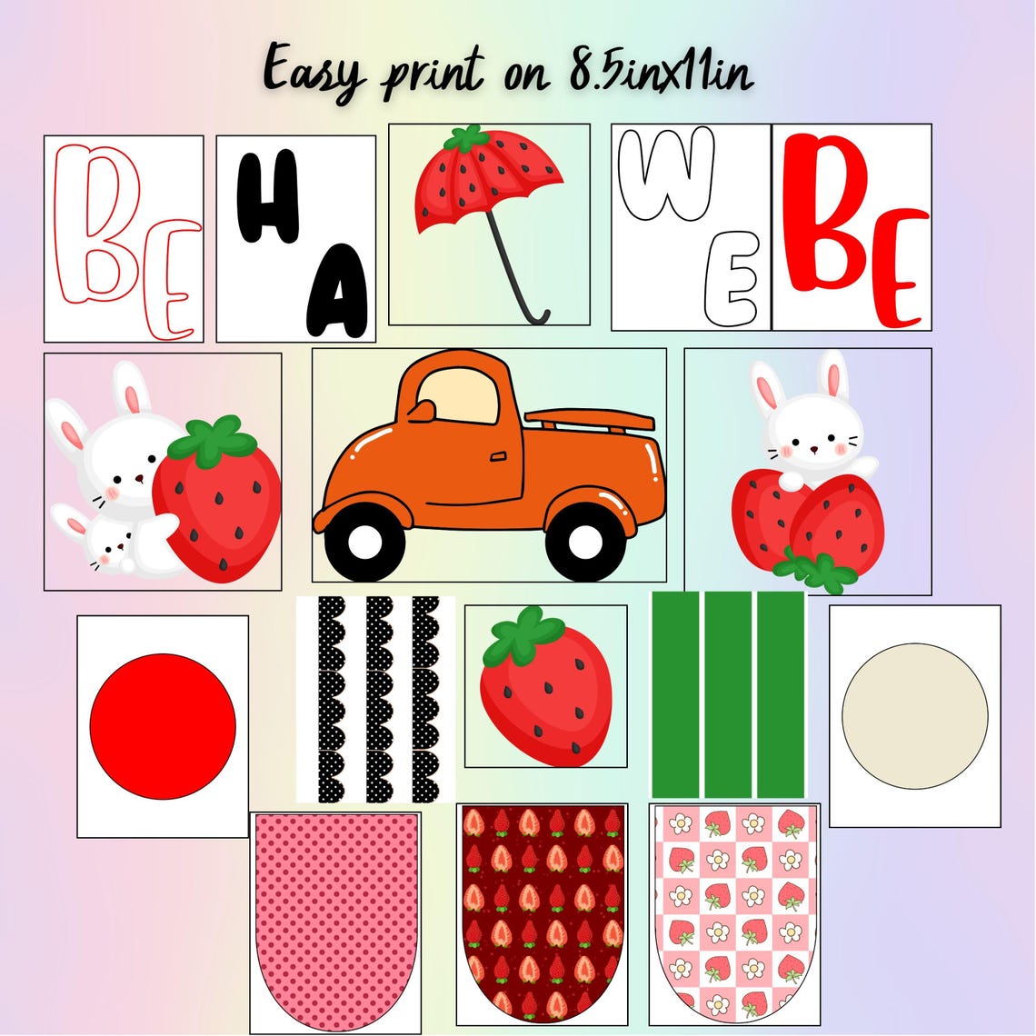 Strawberry Summer Bulletin Board Kit – Editable (digital Download) - Etsy