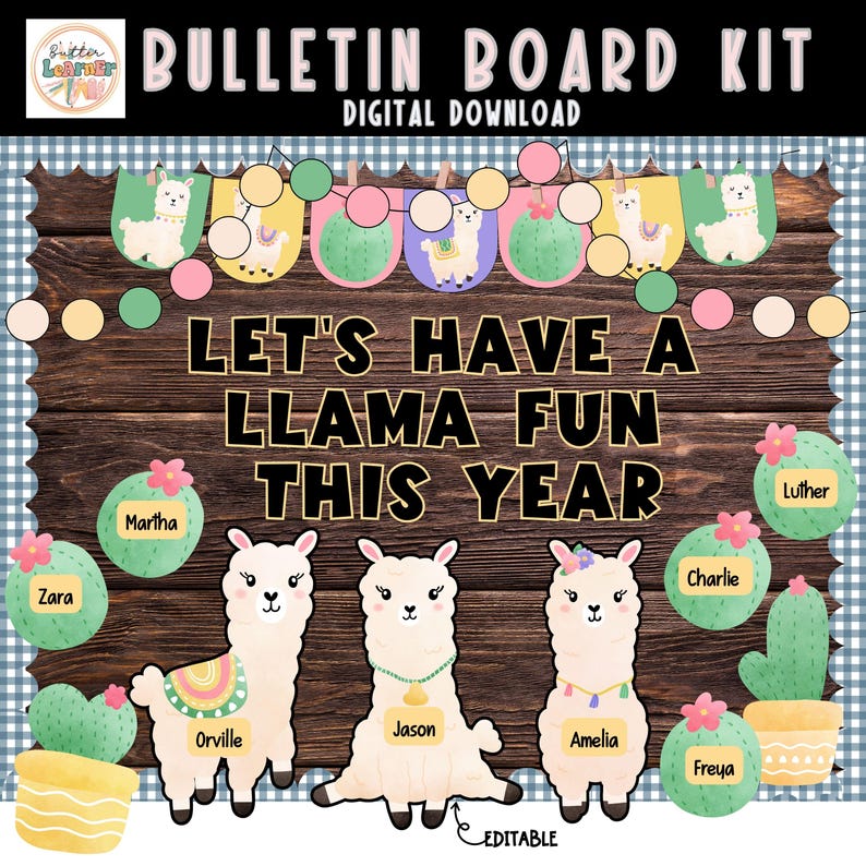 Back to School Llama Bulletin Board Kit | Classroom Door Decor ...