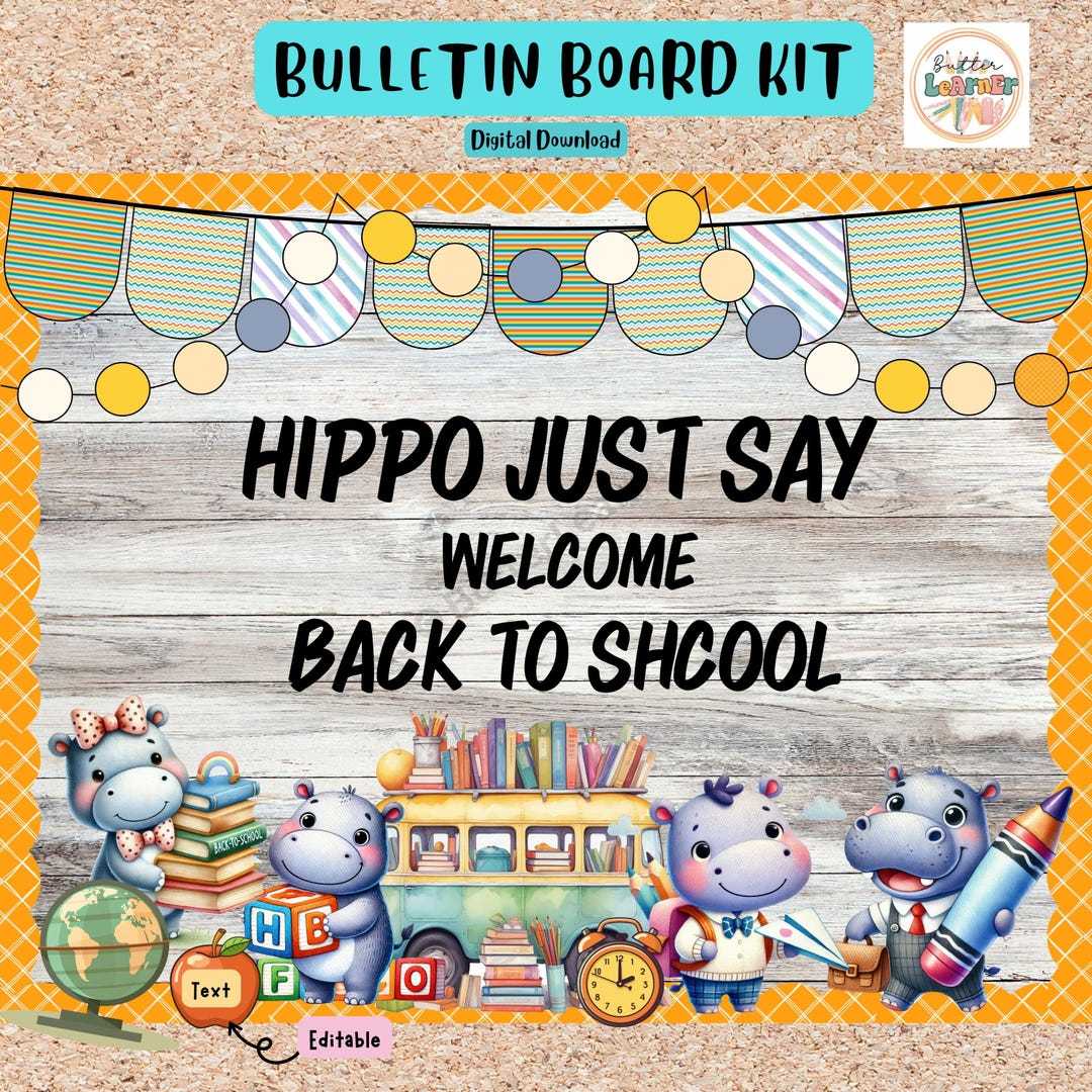HIPPO Bulletin Board Kit, Summer Back to School, Door Decoration ...