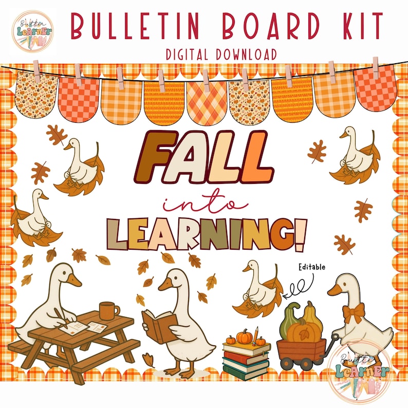Fall Into Learning Bulletin Board Kit, Autumn Classroom Decor, Editable ...