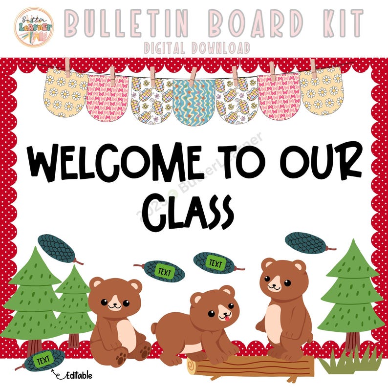 Bear Bulletin Board | Welcome Back to School Door Decor | Digital ...