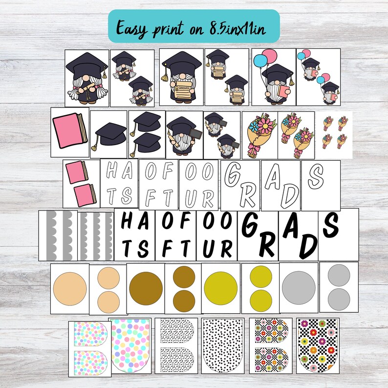 Graduating Gnomes Bulletin Board Kit: End of Year Decor (printable ...