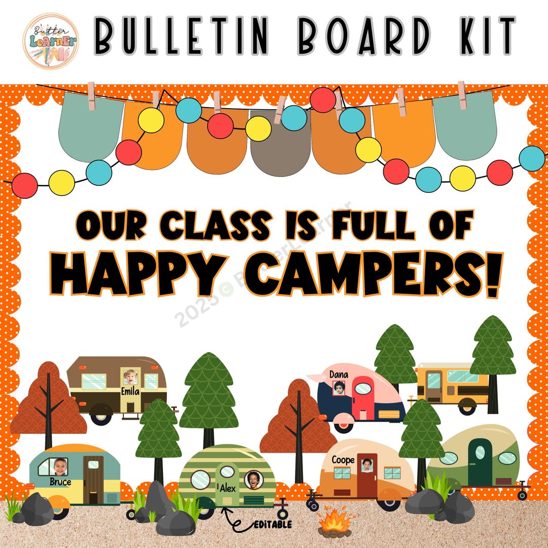 Happy Campers Back to School Bulletin Board Classroom Door Decor ...