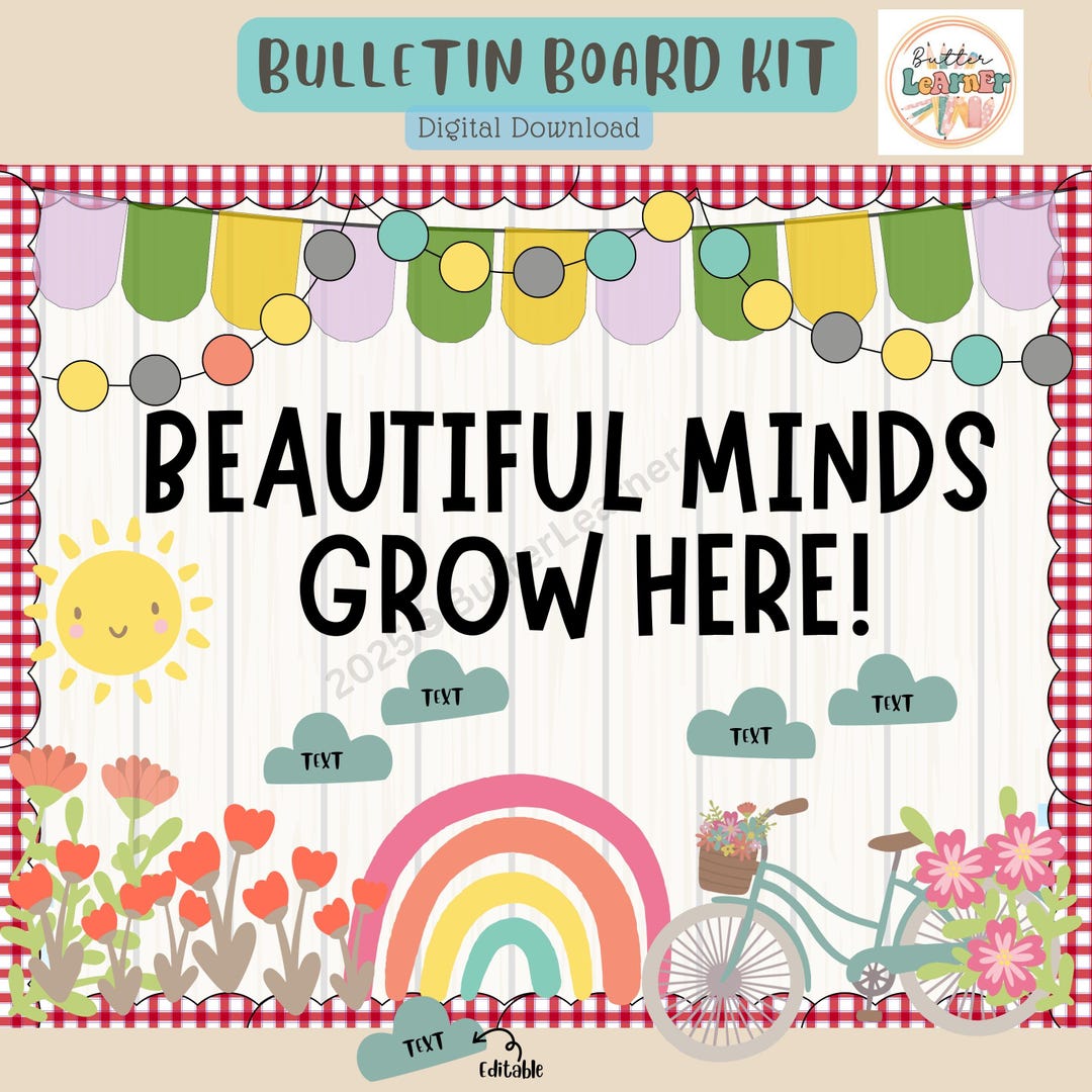 Beautiful Minds Grow Here Bulletin Board Kit ,door Decor, Back to ...