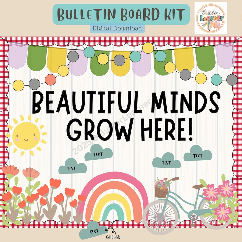 Beautiful Minds Grow Here Bulletin Board Kit ,door Decor, Back to ...