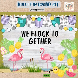 Flamingo Bulletin Board Kit, Back to School Flock Door Decor, Classroom ...