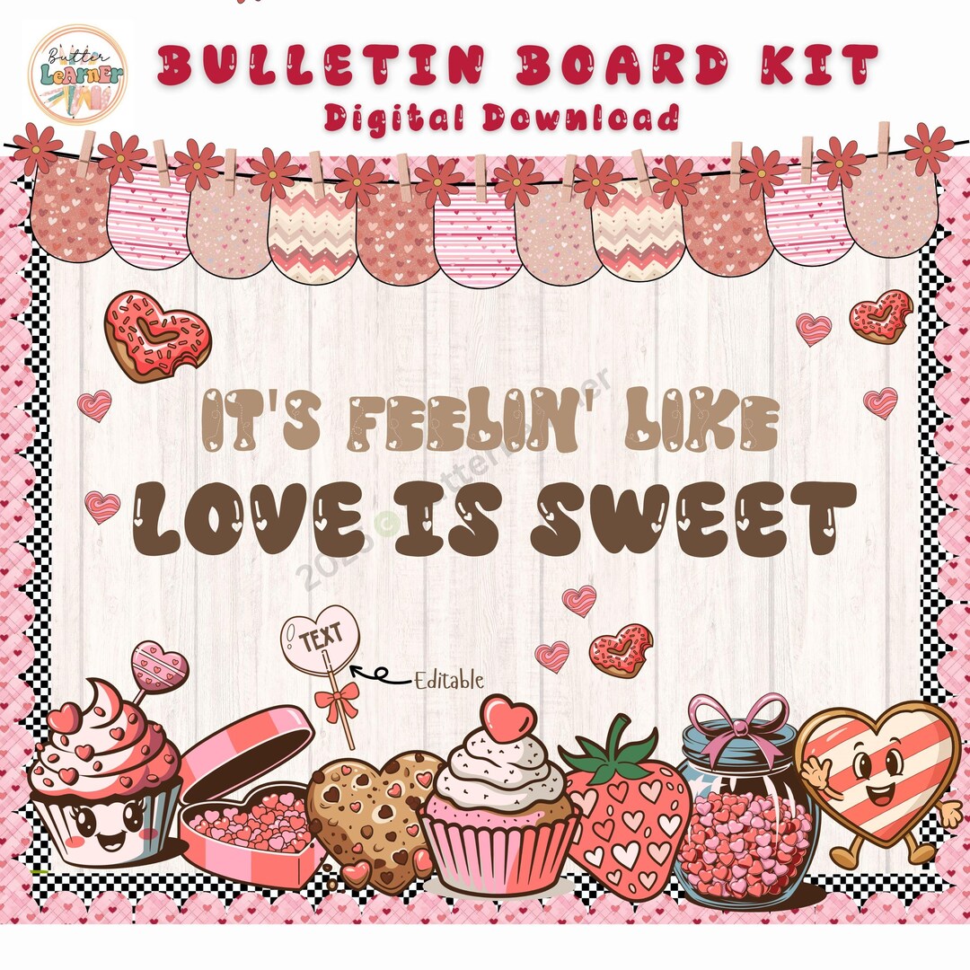 Valentine's Day Bulletin Board Kit Groovy Kindness Classroom Decor ...
