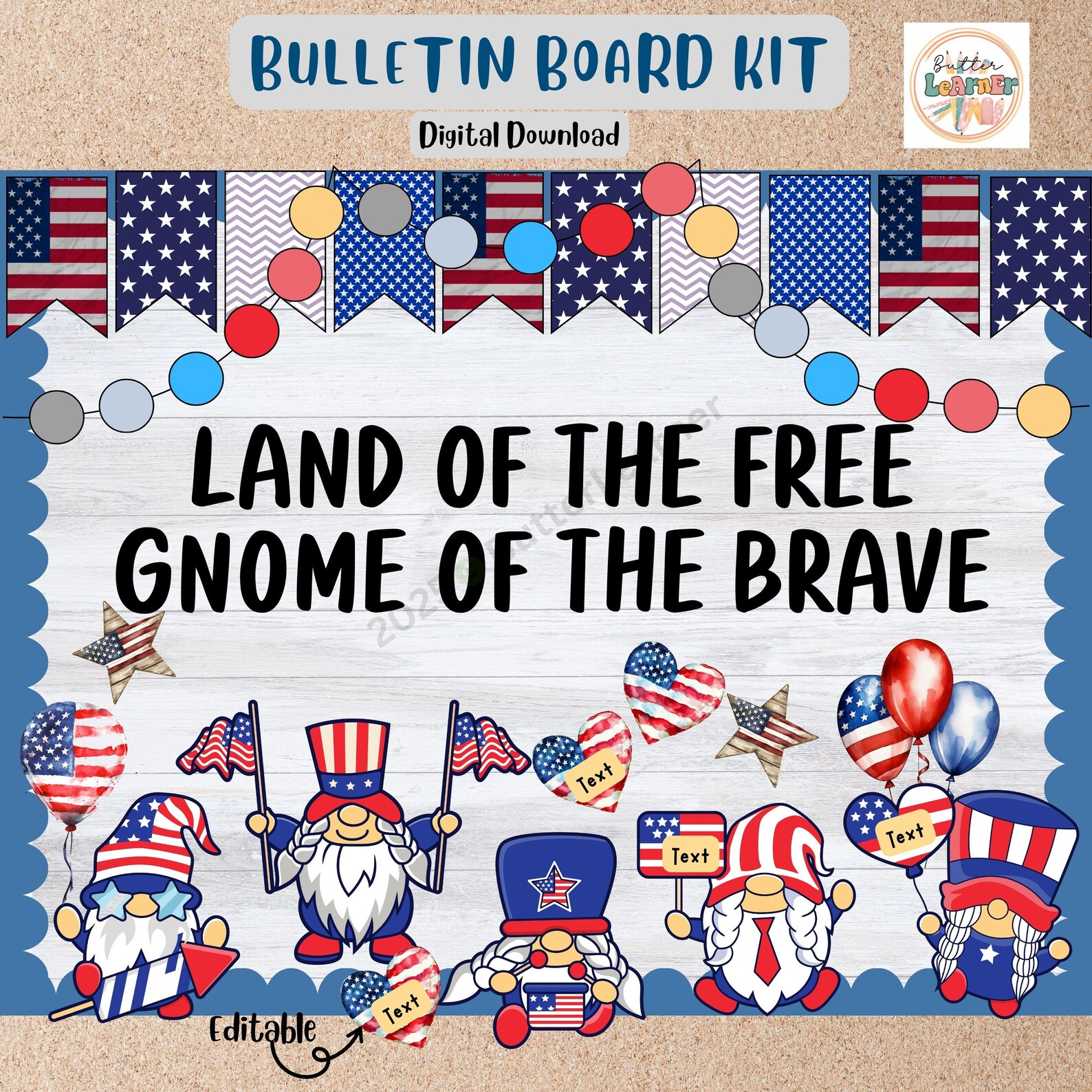 Memorial Day Gnomes Patriotic May Bulletin Board Kit Classroom Decor ...