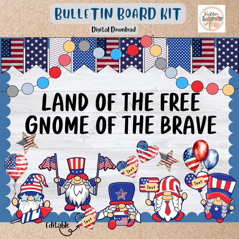 Memorial Day Gnomes Patriotic May Bulletin Board Kit Classroom Decor ...