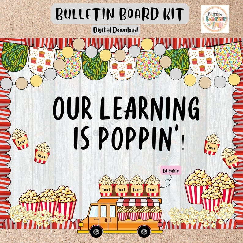 Popcorn Classroom Bulletin Board Kit | Editable Decor (digital Download ...