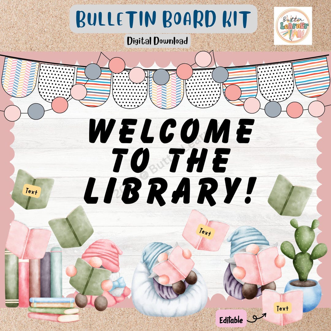 Library Gnomes Bulletin Board Kit, Spring Reading Book, Door Decor ...